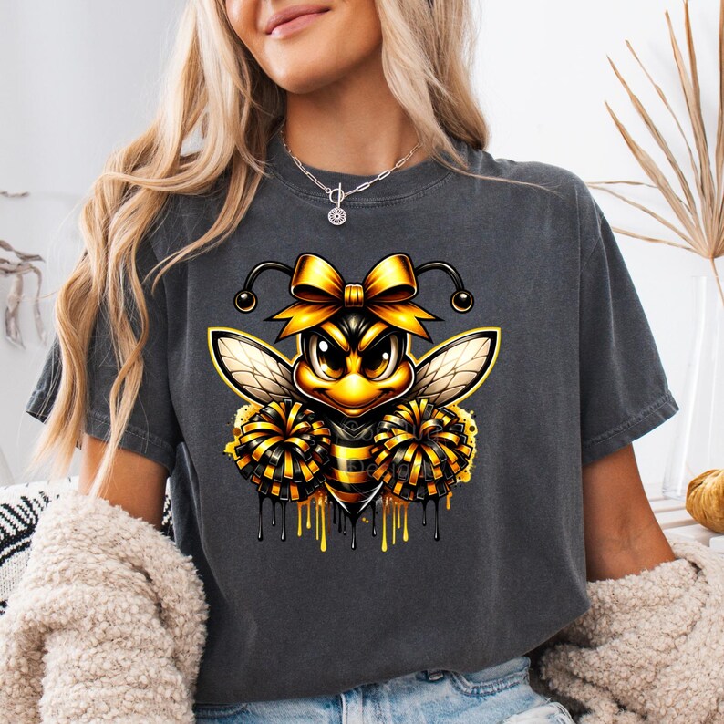 Cheerleading Mascot PNG: Yellow Jacket, Pom Poms (digital Download) - Etsy