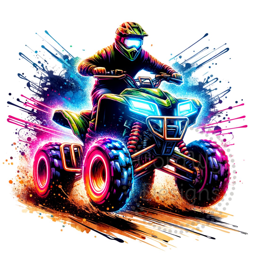 ATV Rider Watercolor Sublimation Digital Download PNG Four-wheeler ...