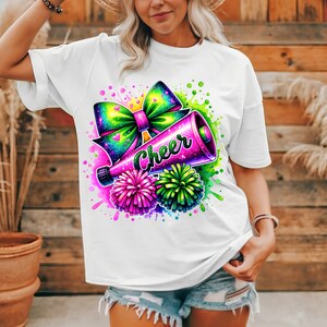 Cheer Neon Green Pink Watercolor Sublimation Digital Download PNG ...