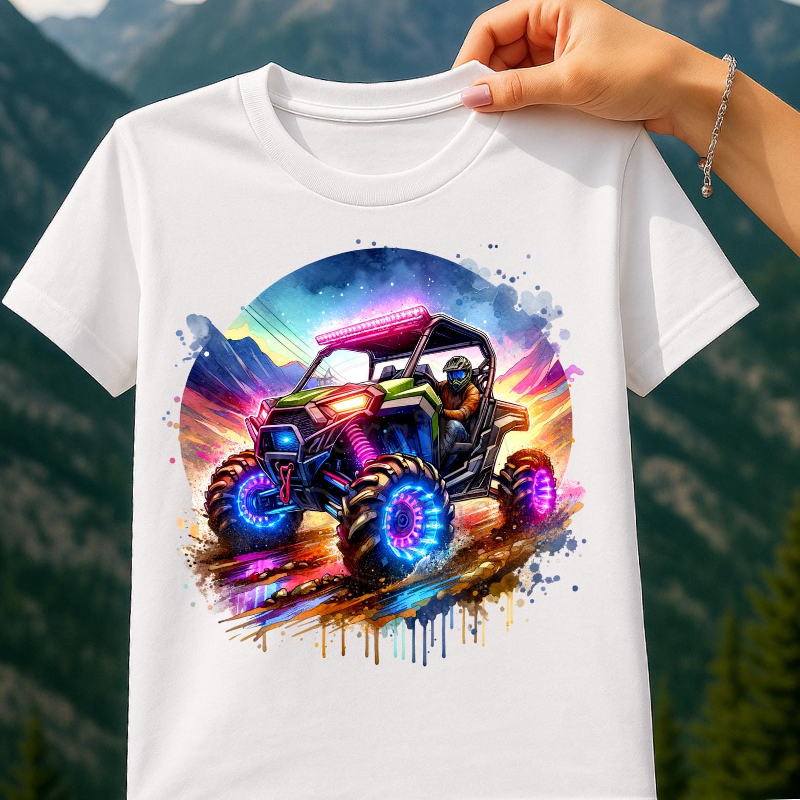 UTV Watercolor Sublimation Design: Kids Outdoors Four-wheeler PNG ...