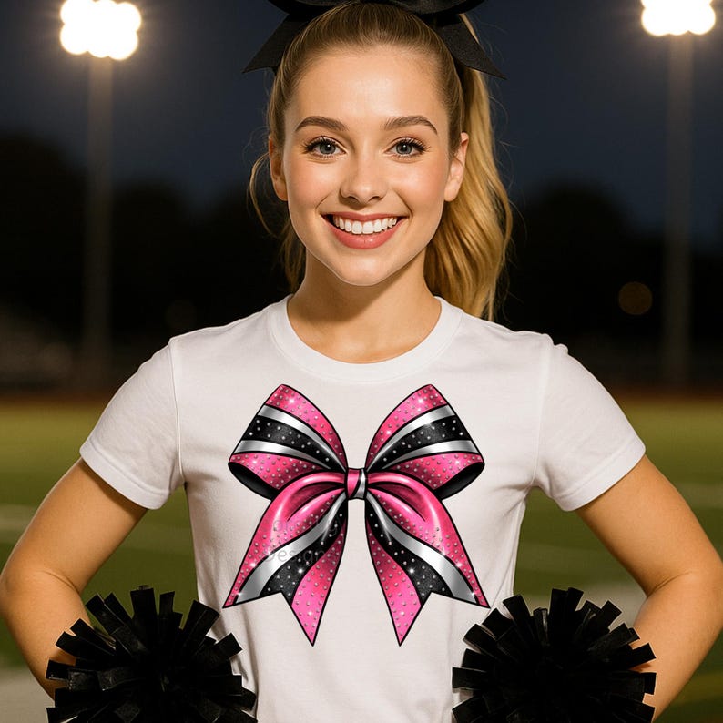 Pink Cheer Bow Digital Download PNG Design - Etsy
