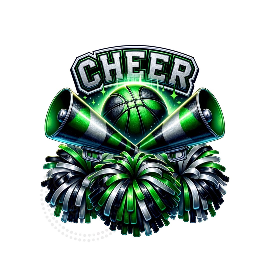 Cheer Basketball Green Sublimation Digital Download PNG Cheerleading ...