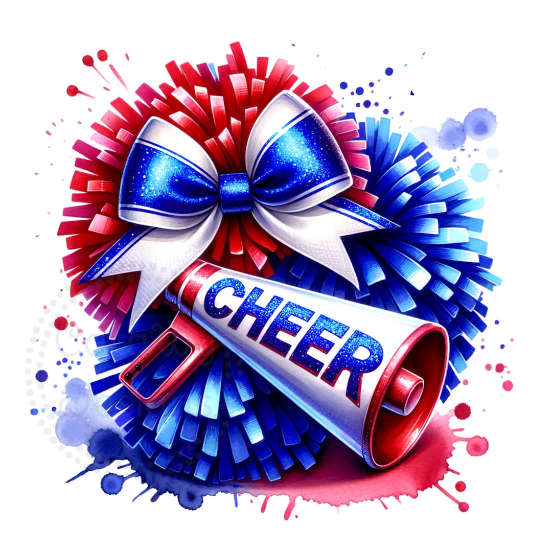 Cheer Red, White, Blue Watercolor Sublimation Digital Download PNG ...