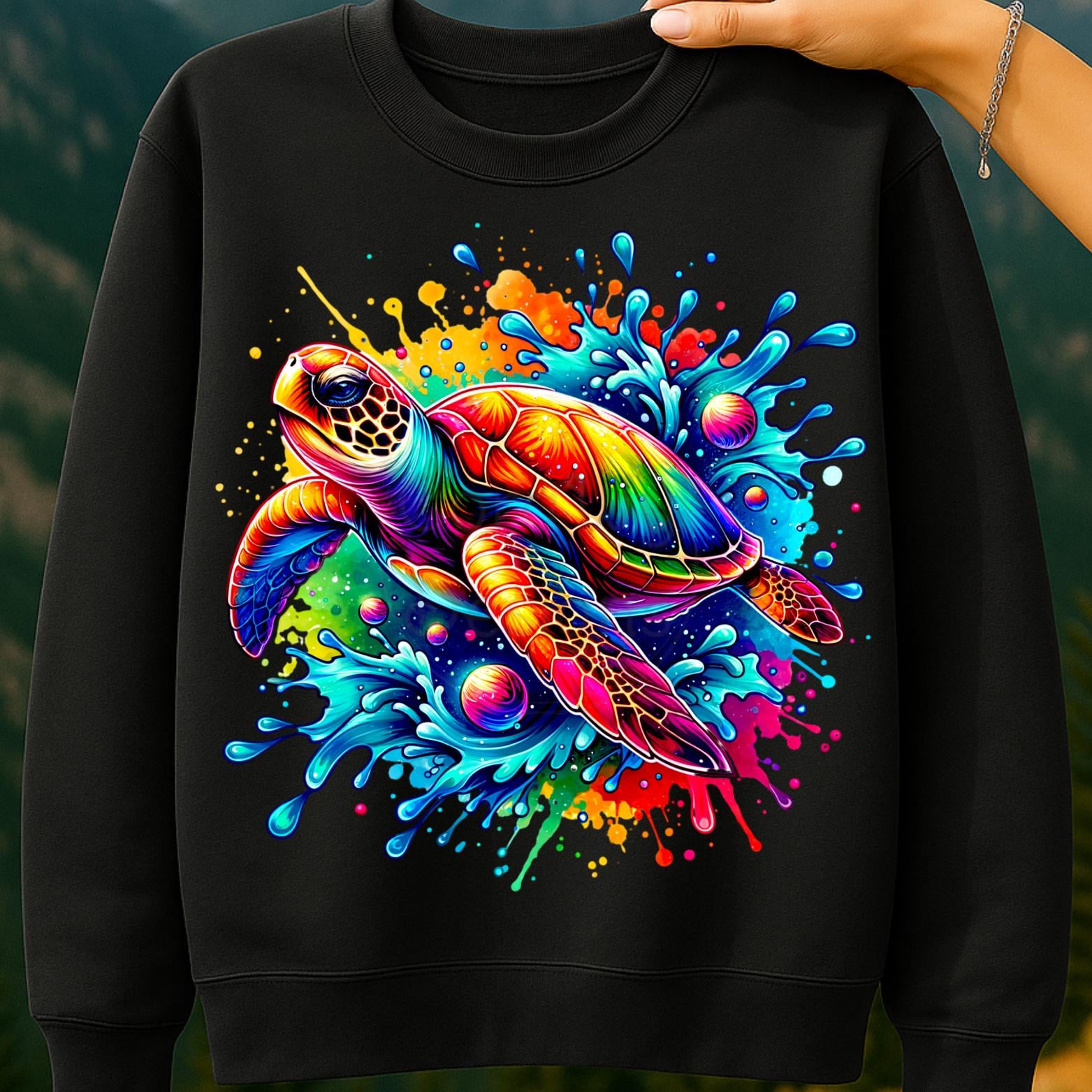 Watercolor Sea Turtle PNG: Colorful Reptile Design (digital Download ...