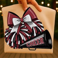 Maroon and White Football Cheer PNG Hand Drawn Football, Pompoms ...