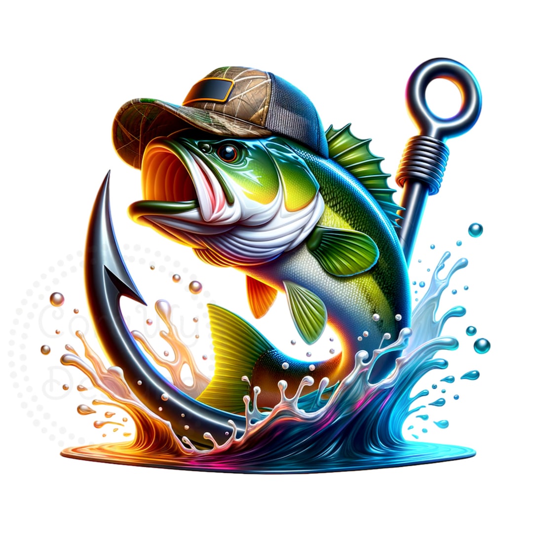Bass Fish Sublimation Digital Download PNG Fishing Outdoors Design ...