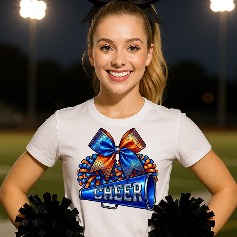 Blue Orange Cheer Bow Digital Download PNG Design - Etsy
