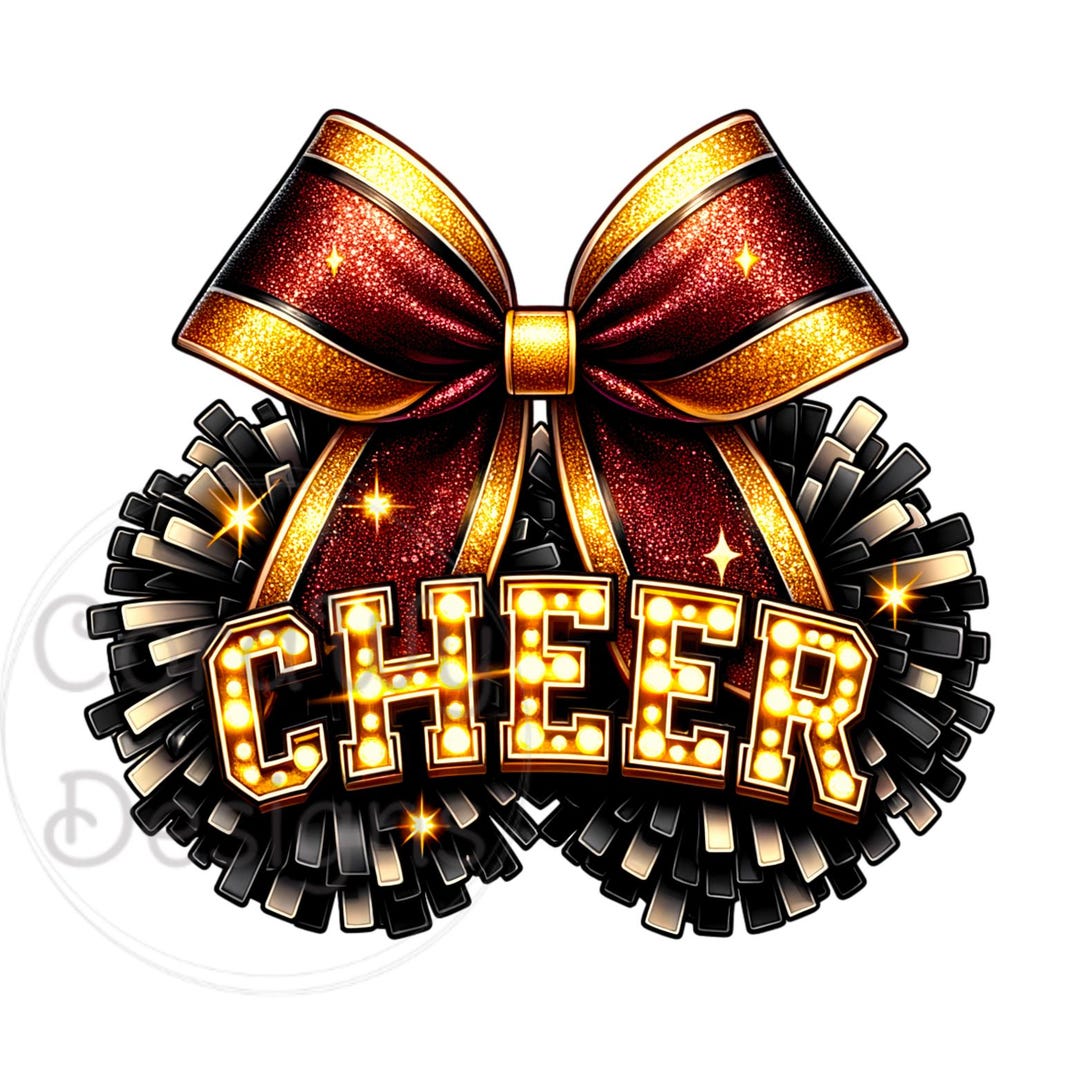 Cheer Maroon Gold Black Sublimation Digital Download PNG Cheerleading ...