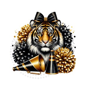 Cheer Tiger Black and Gold Sublimation Digital Download PNG ...
