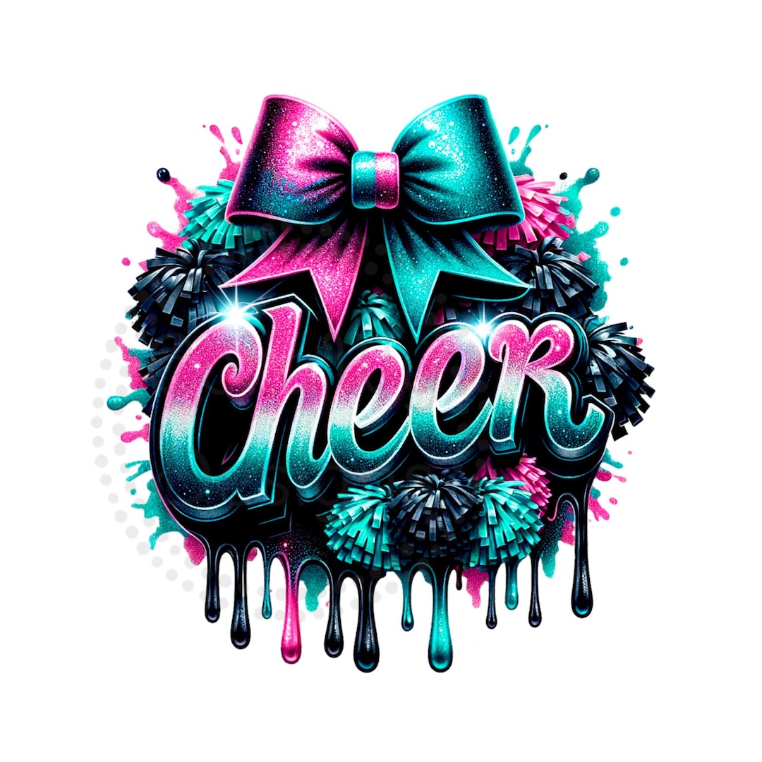Cheer Teal and Pink Bow Sublimation Digital Download PNG Cheerleading ...