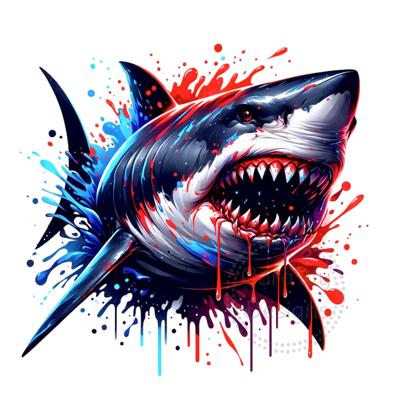 Shark Watercolor Sublimation Digital Download PNG Design - Etsy