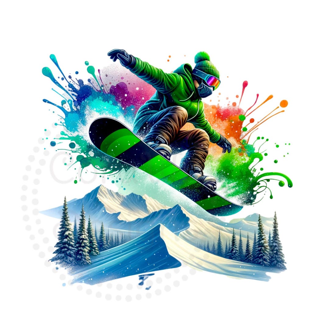 Snowboarding Watercolor Sublimation Digital Download PNG Winter Sports ...