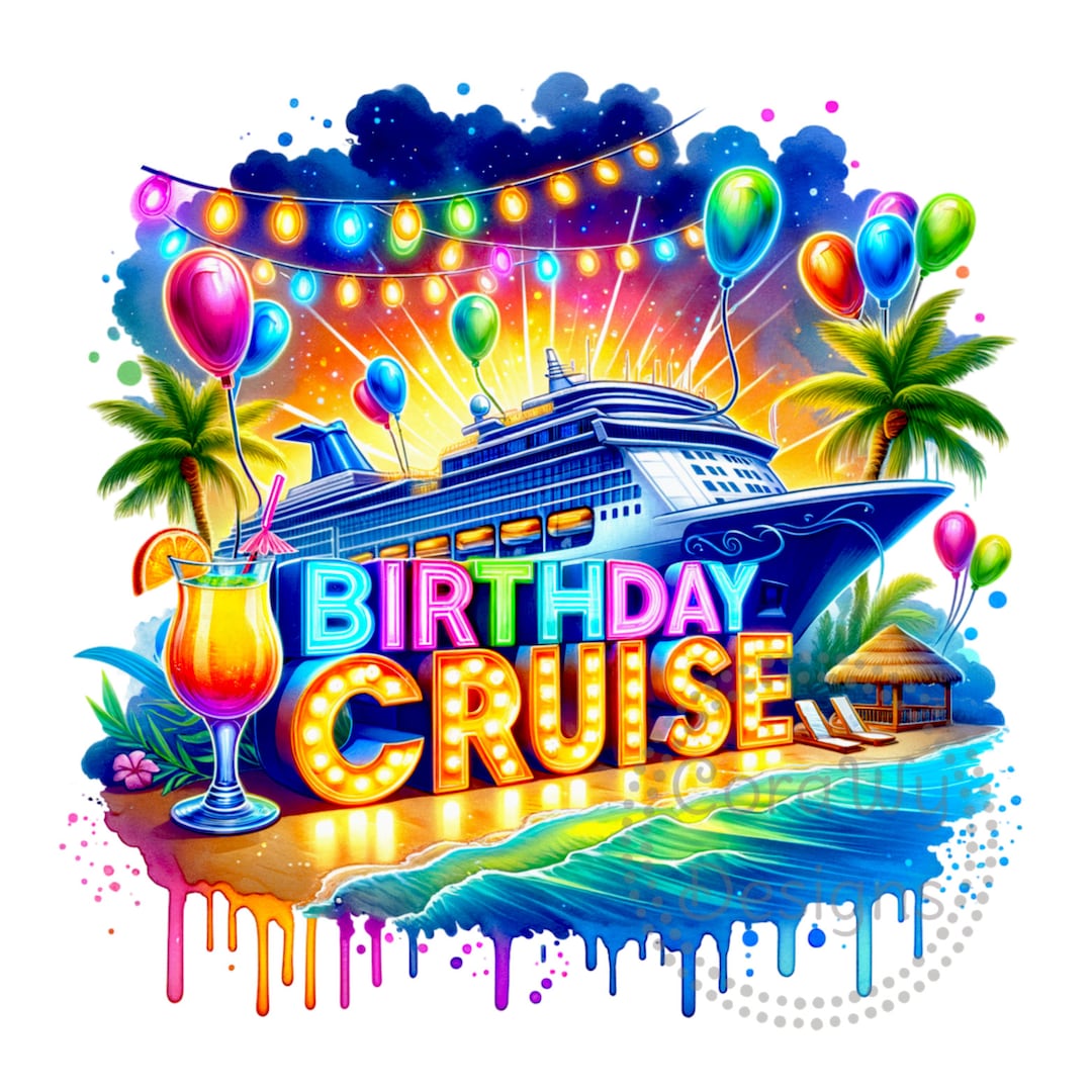 Birthday Cruise Watercolor Sublimation Digital Download PNG Design Gift ...