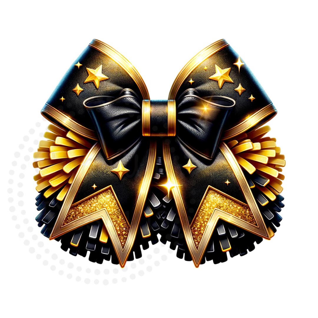 Cheer Gold and Black Bow Sublimation Digital Download PNG Cheerleading ...
