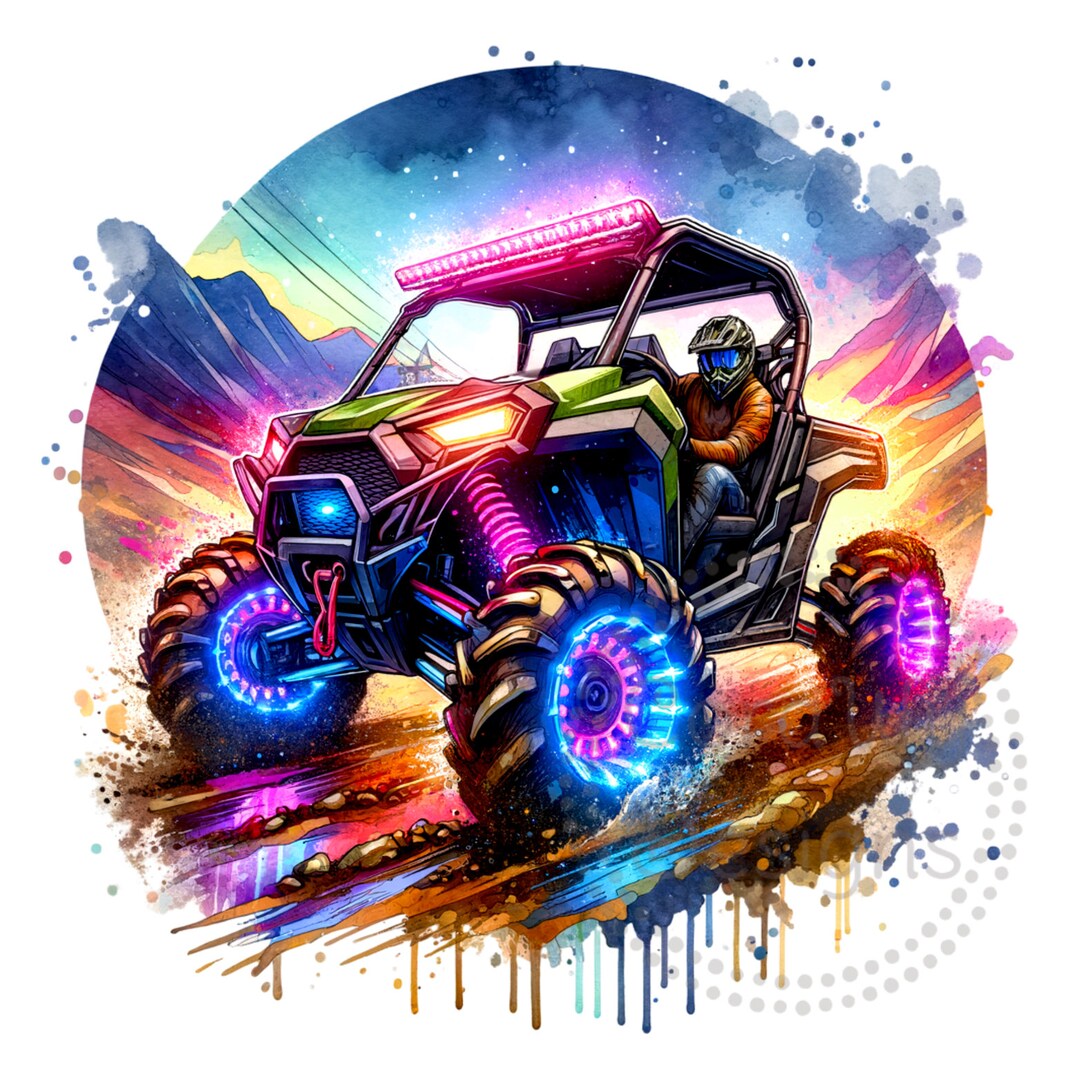 Side by Side UTV Watercolor Sublimation Digital Download PNG Design ...