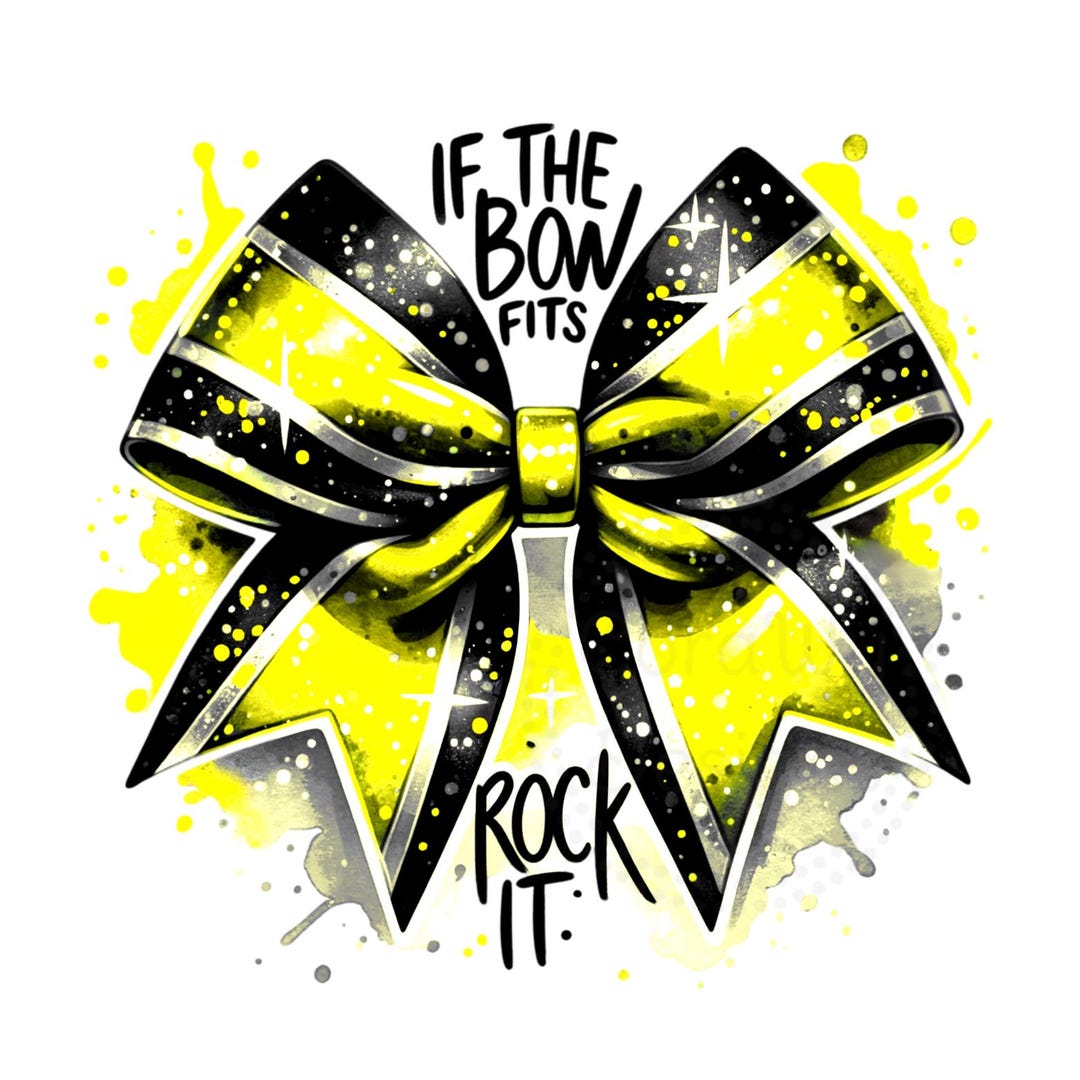 Cheer Yellow Black Bow Sublimation Digital Download PNG Cheerleading ...