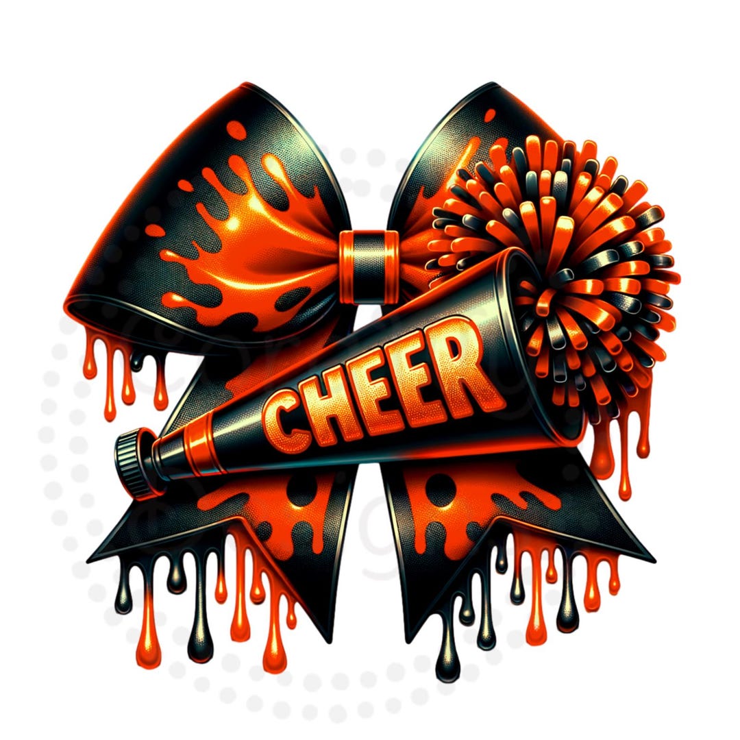 Cheerleading Orange and Black Sublimation Digital Download PNG Cheer ...