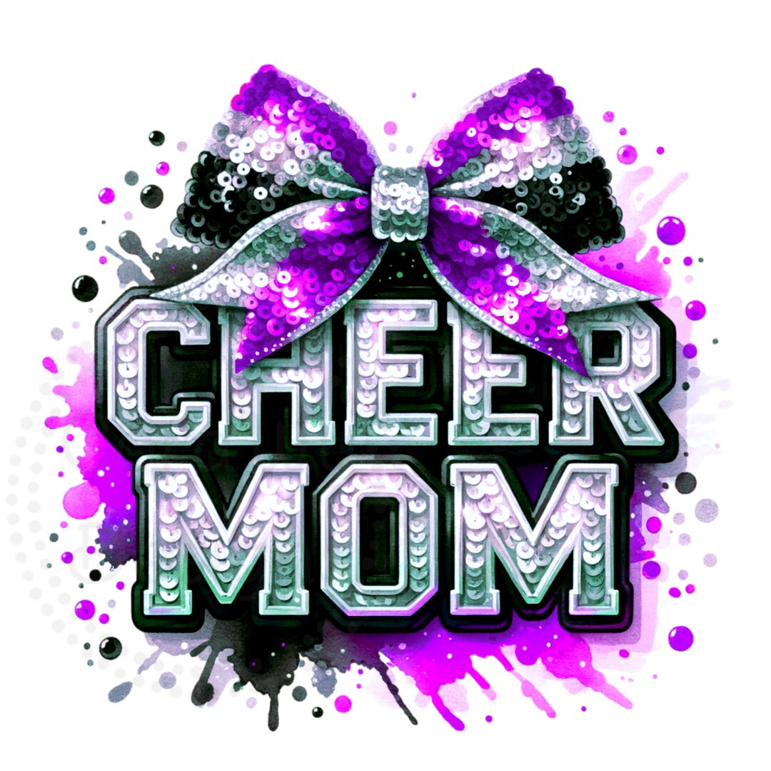 Cheer Mom Purple Silver Watercolor Sublimation Digital Download PNG ...