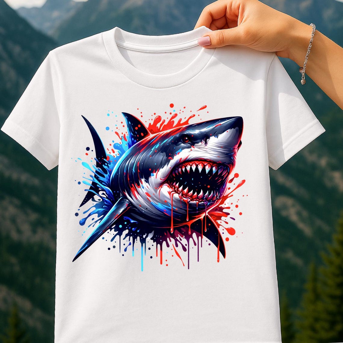 Shark Watercolor Sublimation Digital Download PNG Design - Etsy