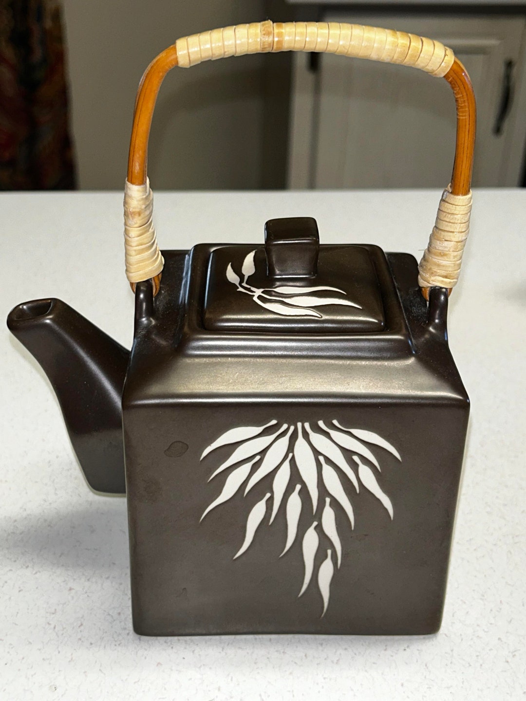 Vietnamese Vintage Brown Teapot, Stone Ware, Unique Square Teapot From ...