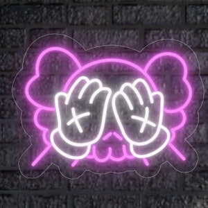 Kaws Inspired Fan Art Neon Led Light Wallart Kaws Light Kaws Decor Kaws ...