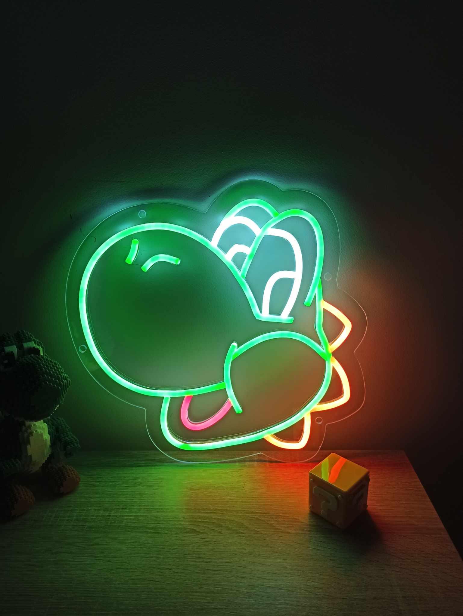 Yoshi Super Mario Fanmade Neon Led Sign - Gaming Decor Yoshi Wallart ...