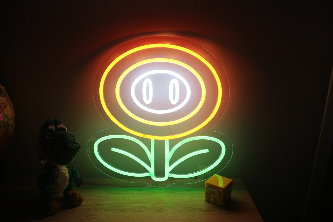 Super Mario Flower Neon Led Light Fanmade - Super Mario Video Game ...