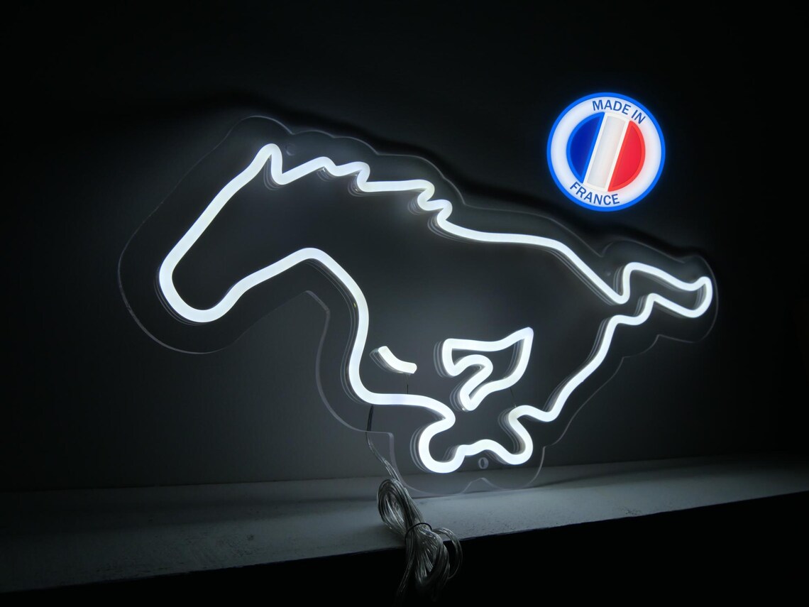 US Car Ford Mustang Logo Auto Neon Led Sign - Garage Led Light Wallart ...