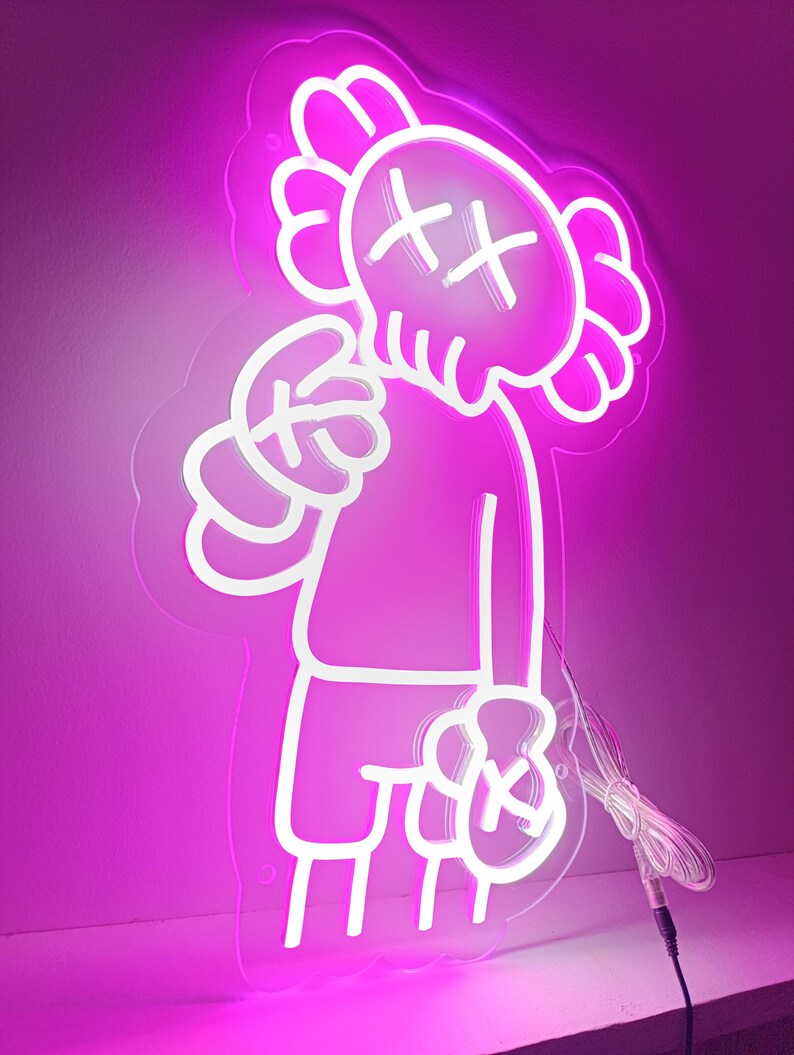 Kaws Fan Art Neon Led Light - Wallart Kaws Light - Kaws Decor - Kaws ...