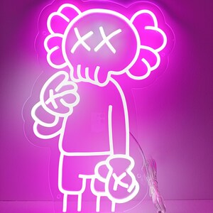 Kaws Fan Art Neon Led Light - Wallart Kaws Light - Kaws Decor - Kaws ...
