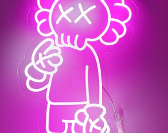 Kaws Inspired Fan Art Neon Led Light - Wallart Kaws Light - Kaws Decor ...