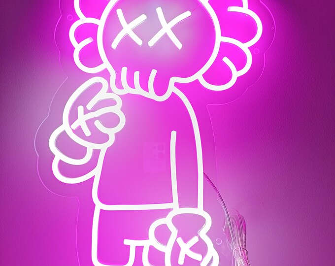 Kaws Fan Art Neon Led Light - Wallart Kaws Light - Kaws Decor - Kaws ...