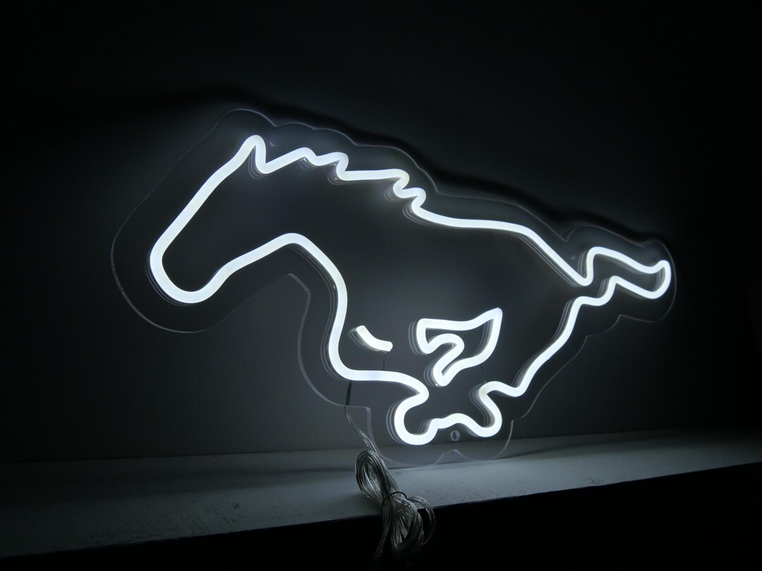 US Car Mustang Logo Auto Neon Led Sign - Garage Led Light Wallart - Man ...