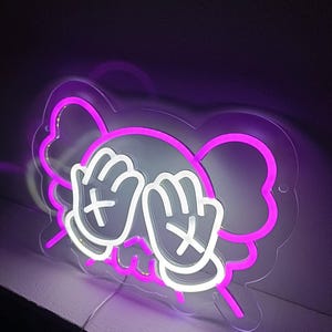 Kaws Inspired Fan Art Neon Led Light - Wallart Kaws Light - Kaws Decor ...