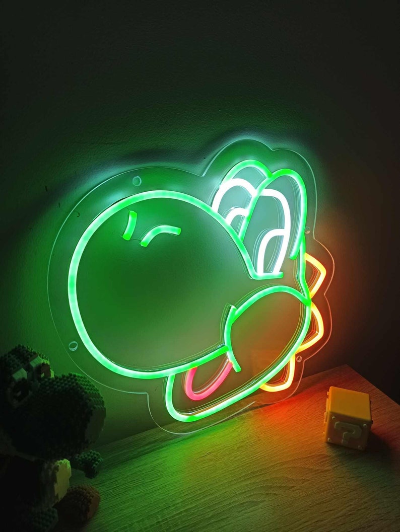 Yoshi Super Mario Fanmade Neon Led Sign - Gaming Decor Yoshi Wallart ...