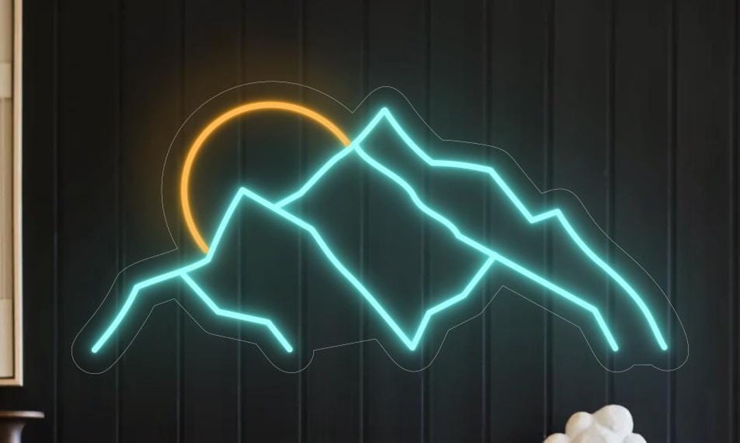 Mountain Sunset Neon Led Sign - Moutain Landscape Wallart - Moutain ...