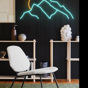 Mountain Sunset Neon Led Sign - Moutain Landscape Wallart - Moutain ...