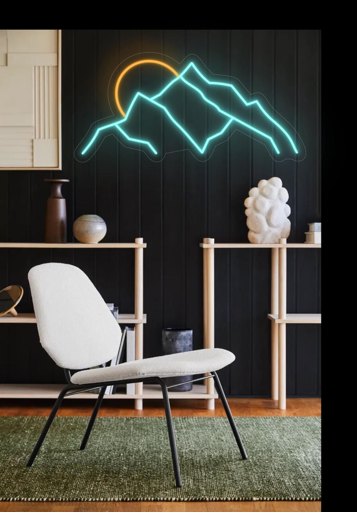 Mountain Sunset Neon Led Sign - Moutain Landscape Wallart - Moutain ...