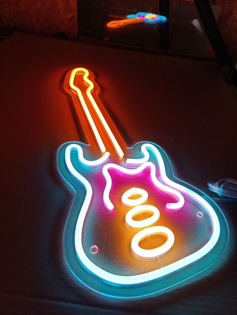 Custom Electric Guitar Neon Sign – LED Wall Light – Color Customizable ...