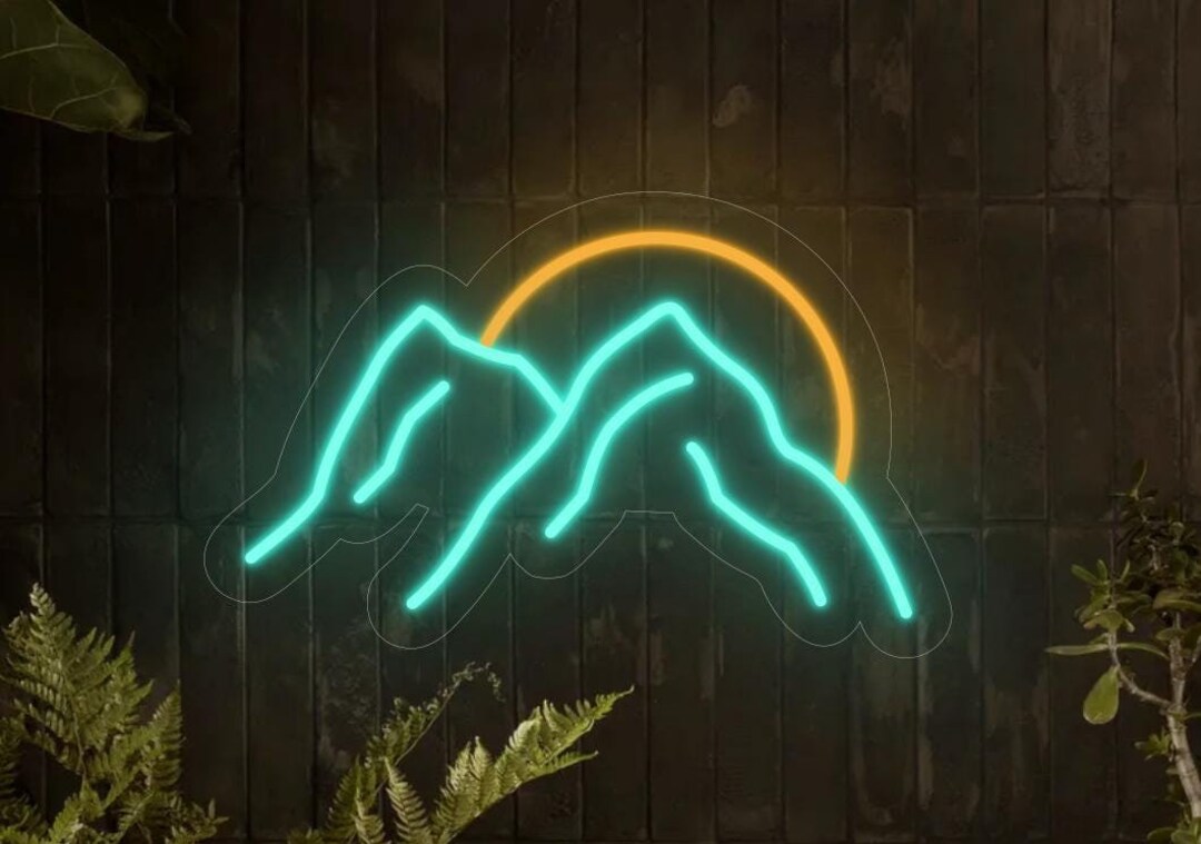 Mountain Sunset Neon Led Sign - Moutain Landscape Wallart - Moutain ...