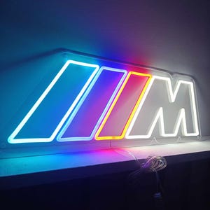 M Power Logo Auto Neon Led Sign - Garage Led Light Wallart - Man Cave ...