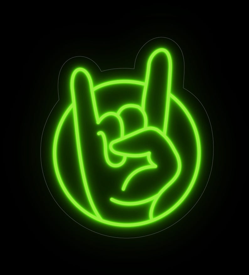 Rock N Roll Hand Neon Led Sign, Hard Rock Metal Wallart Led Light, Rock ...