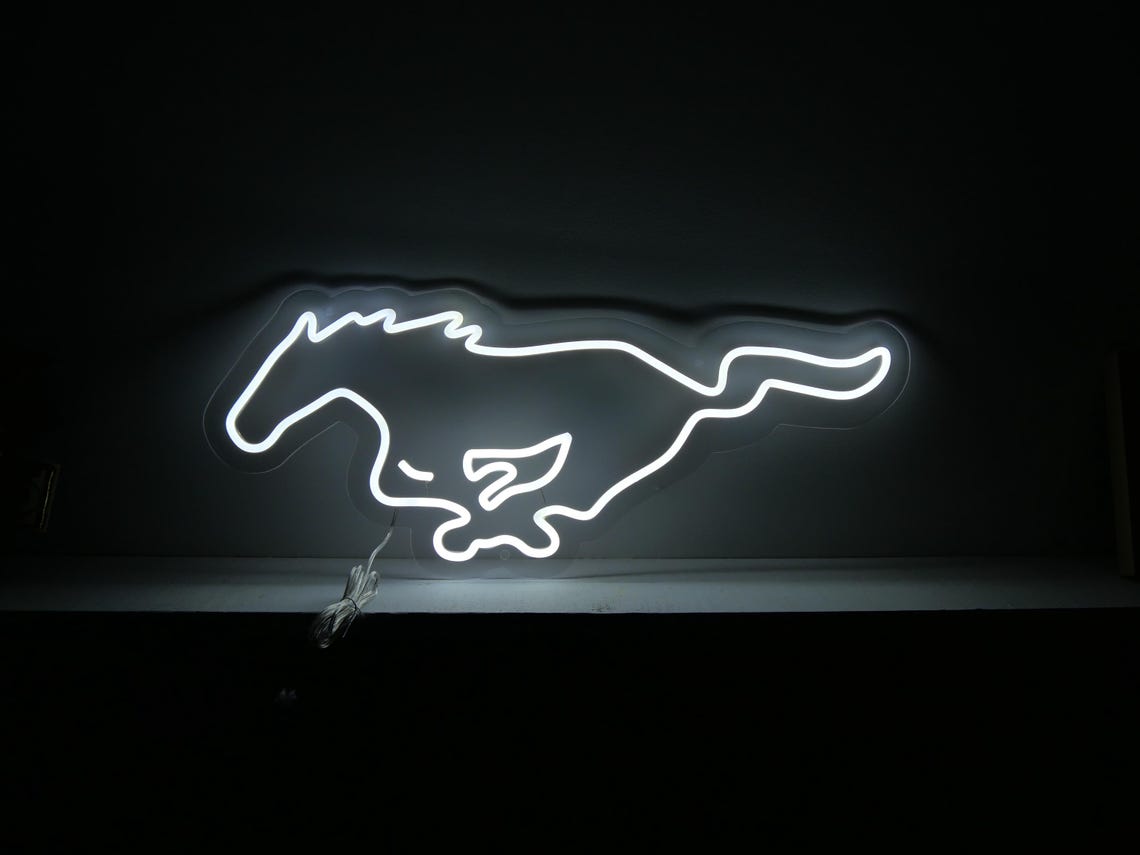 US Car Ford Mustang Logo Auto Neon Led Sign - Garage Led Light Wallart ...