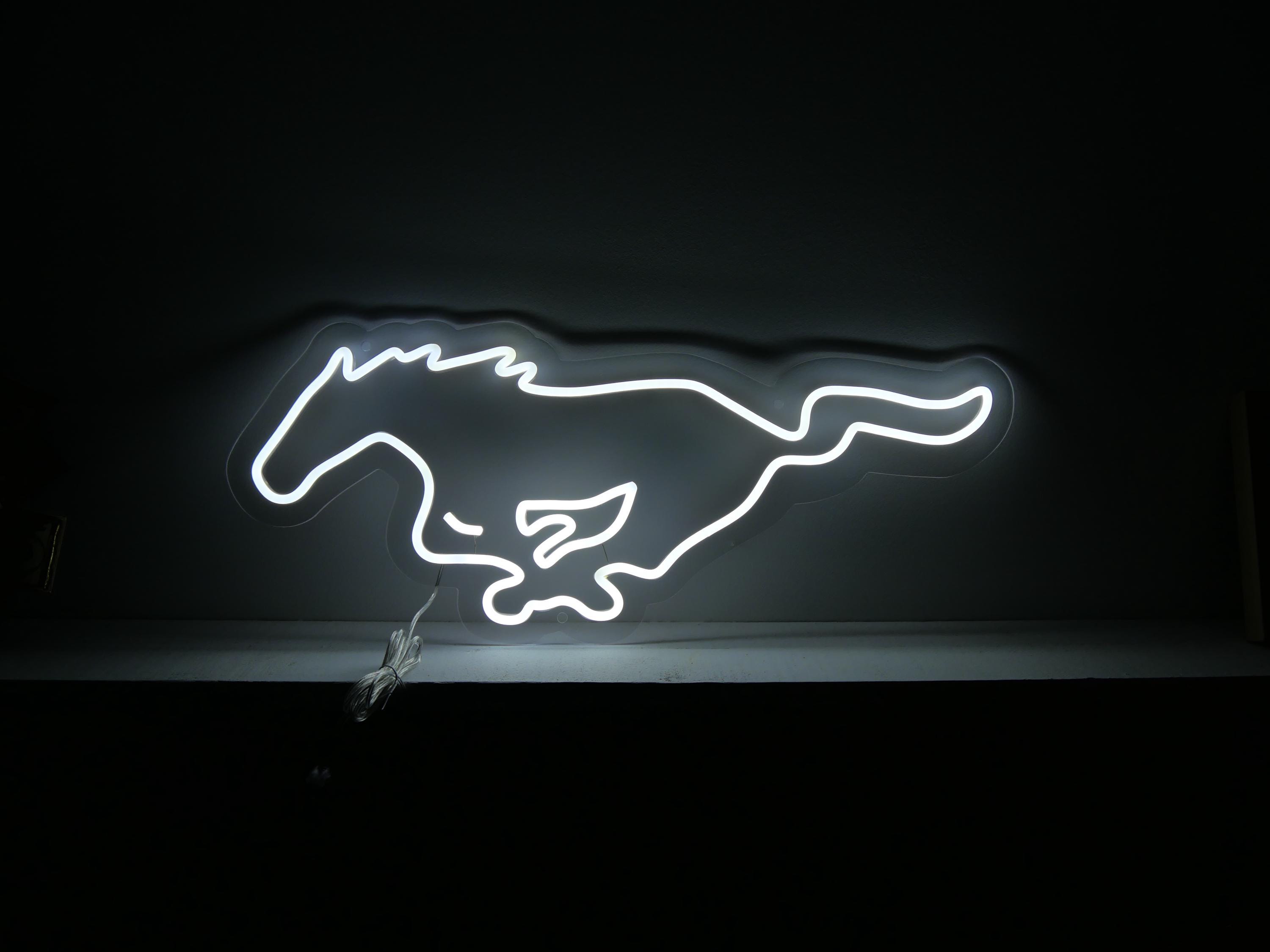 US Car Ford Mustang Logo Auto Neon Led Sign - Garage Led Light Wallart ...