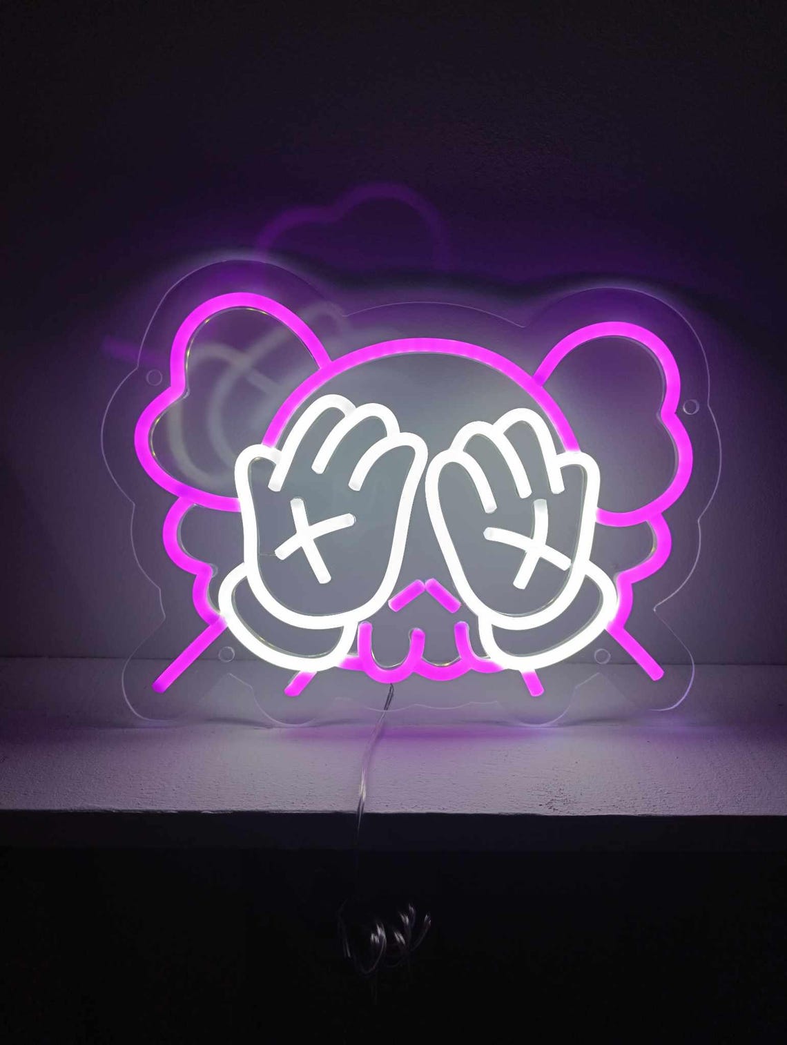 Kaws Inspired Fan Art Neon Led Light - Wallart Kaws Light - Kaws Decor ...