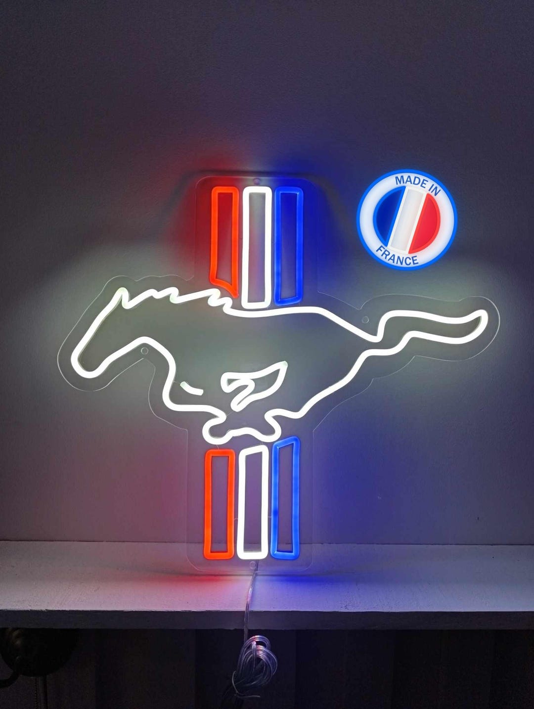 Ford Mustang Neon Led Sign - Garage Led Light Wallart - Man Cave Retro ...