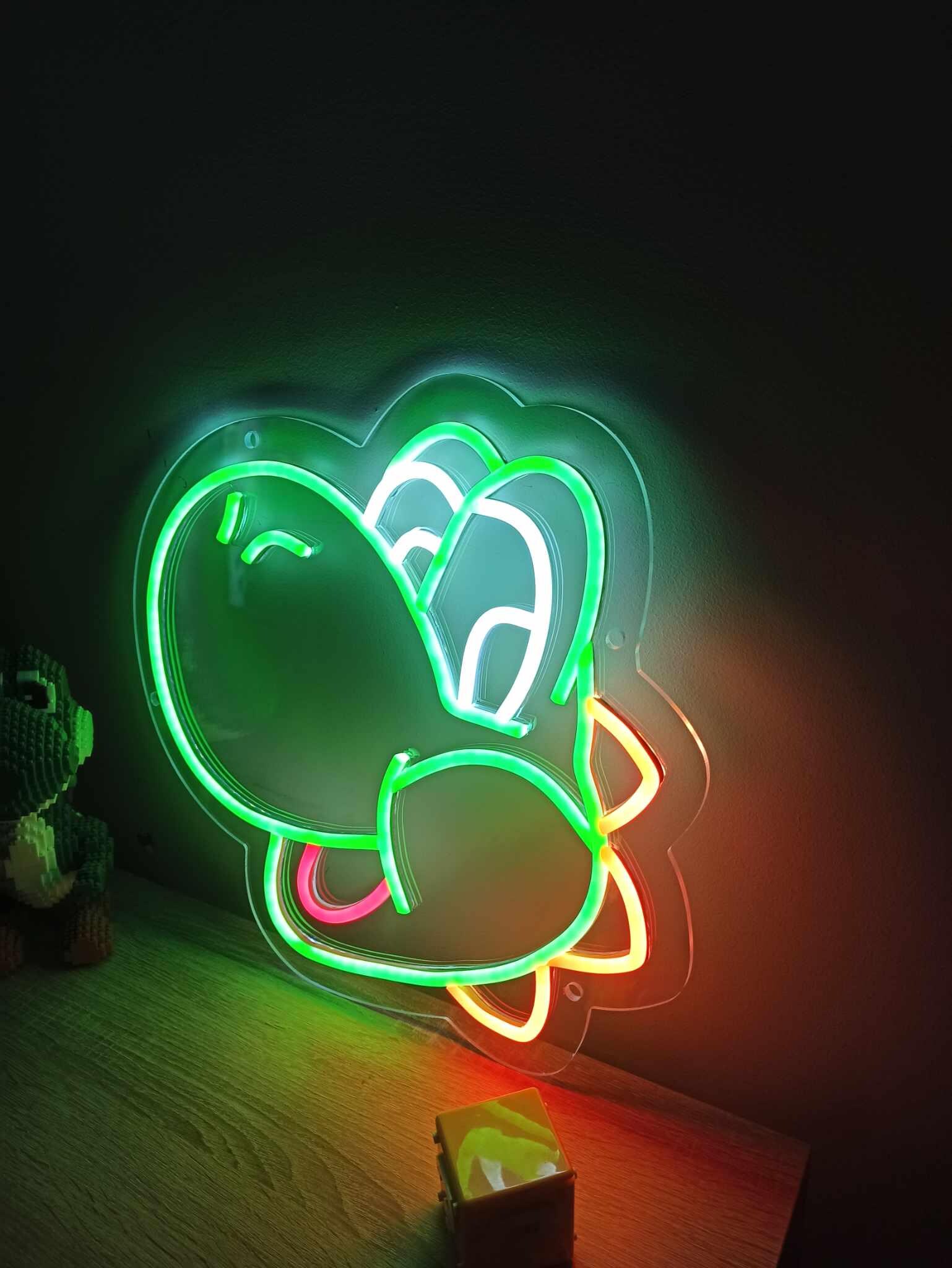 Yoshi Super Mario Fanmade Neon Led Sign - Gaming Decor Yoshi Wallart ...