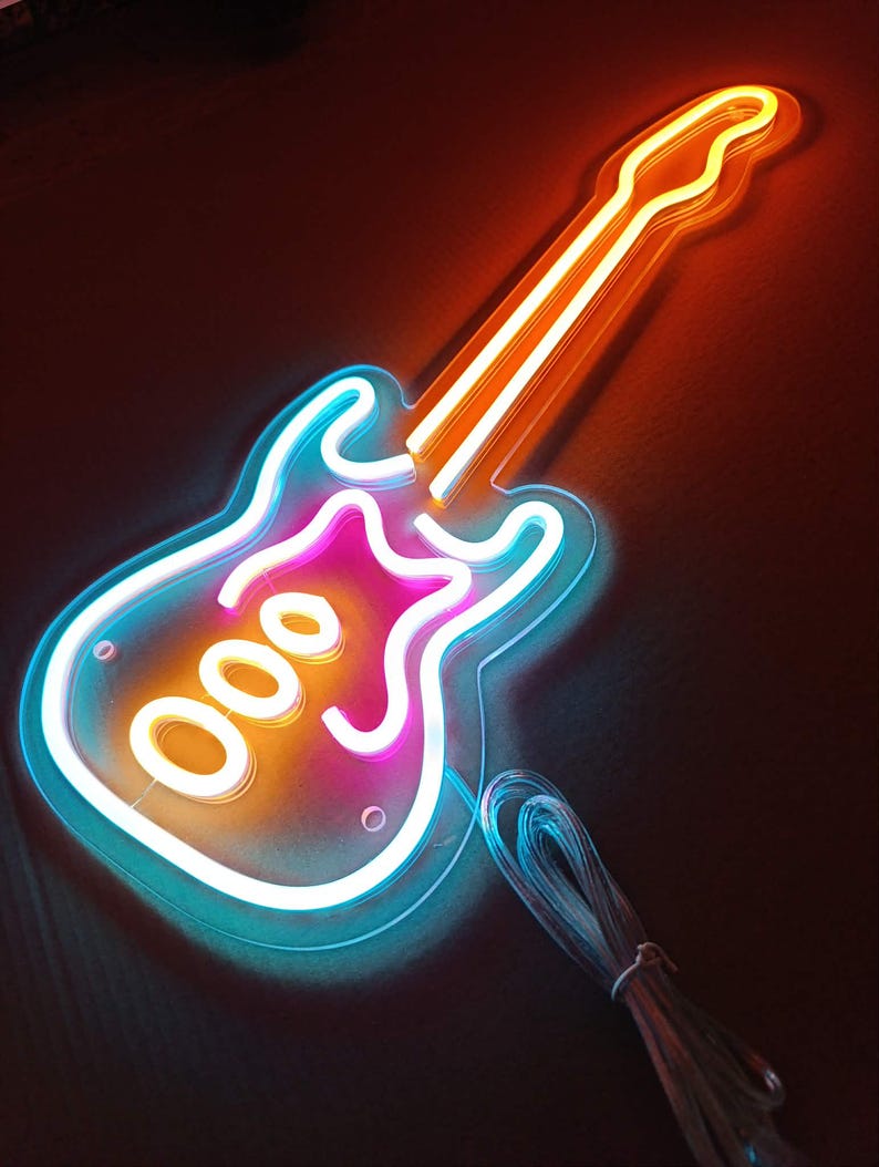 Custom Electric Guitar Neon Sign – LED Wall Light – Color Customizable ...