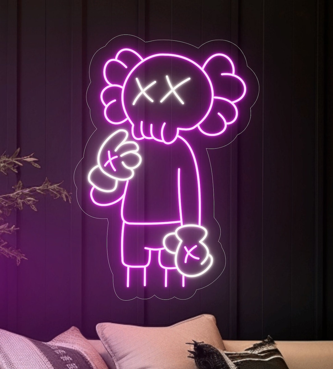 Kaws Fan Art Neon Led Light Wallart Kaws Light Kaws Decor Kaws Gift ...