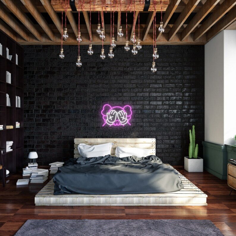 Kaws Inspired Fan Art Neon Led Light Wallart Kaws Light Kaws Decor Kaws ...